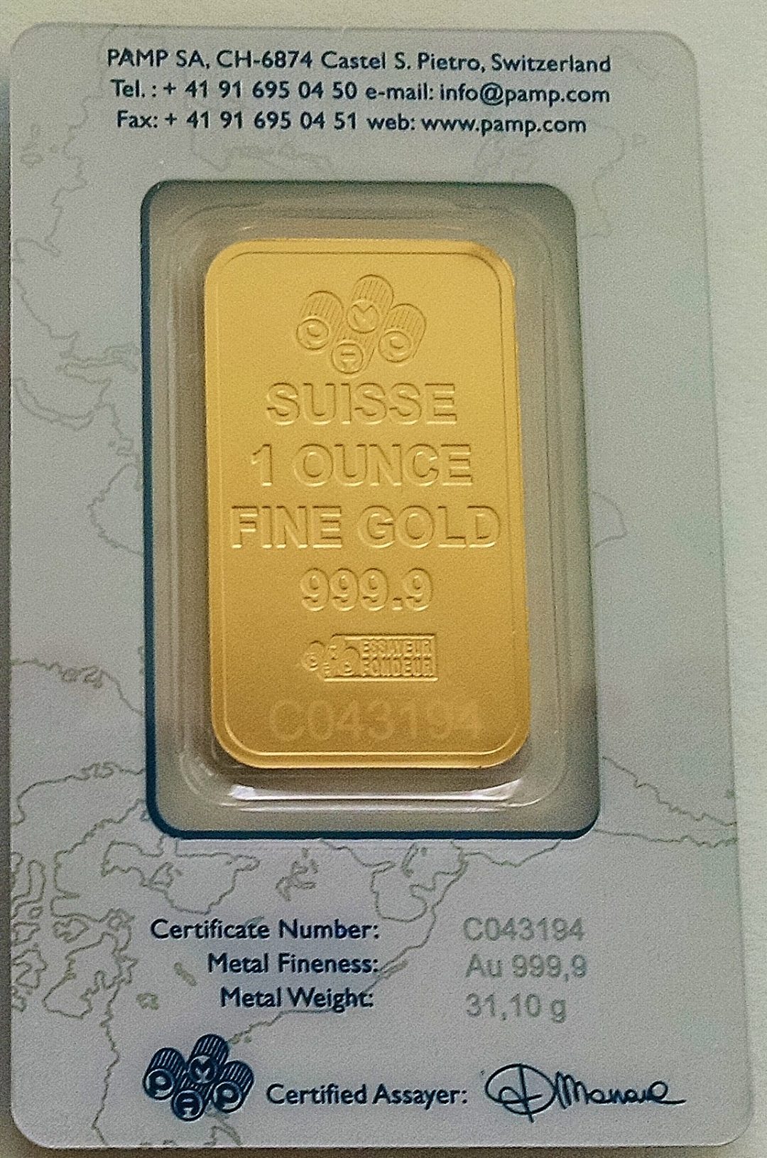 1 oz Gold Bar – Pamp Suisse New Design in Assay Card | HW Minting Company